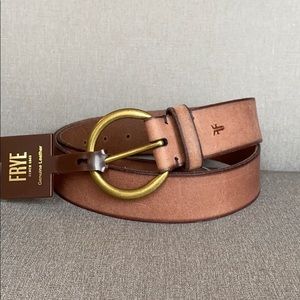 Frye | Accessories | Frye Round Buckle Flat Leather Belt Brown | Poshmark
